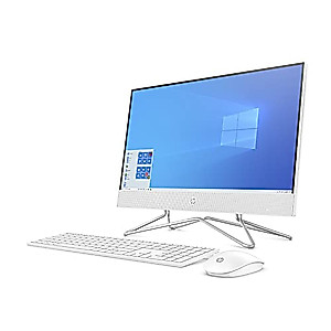 HP 21.5" All-in-One Desktop, AMD Athlon Silver 3050U Processor, AMD Radeon Graphics, 4 GB RAM, 128 GB Storage, Windows 10 Home (22-dd0110, 2021), Snow white