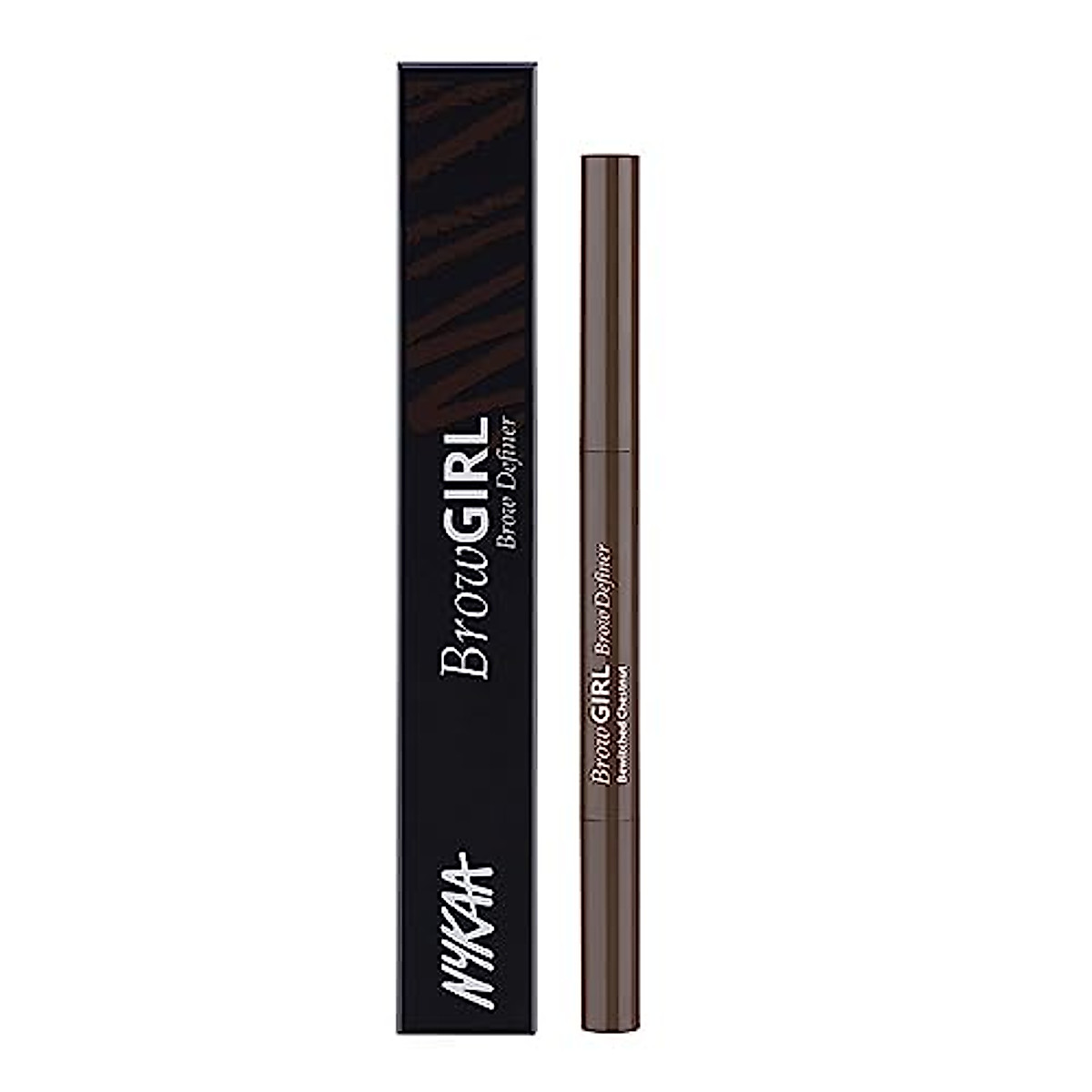 Nykaa Cosmetics Browgirl Eyebrow Definer Pencil - Shape and Fill in Brows - Gives Natural, Fuller-Looking Appearance - Groom Hairs in Place with Built-In Spoolie - Bewitched Chestnut - 0.01 oz