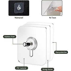 24pcs Adhesive Wall Mount Screw Hooks - Wall Hangers Without Nails, No-Trace Sticker Wall Hooks for Hanging, Waterproof Wall Hooks Adhesive Hooks for Bathroom Kitchen Home