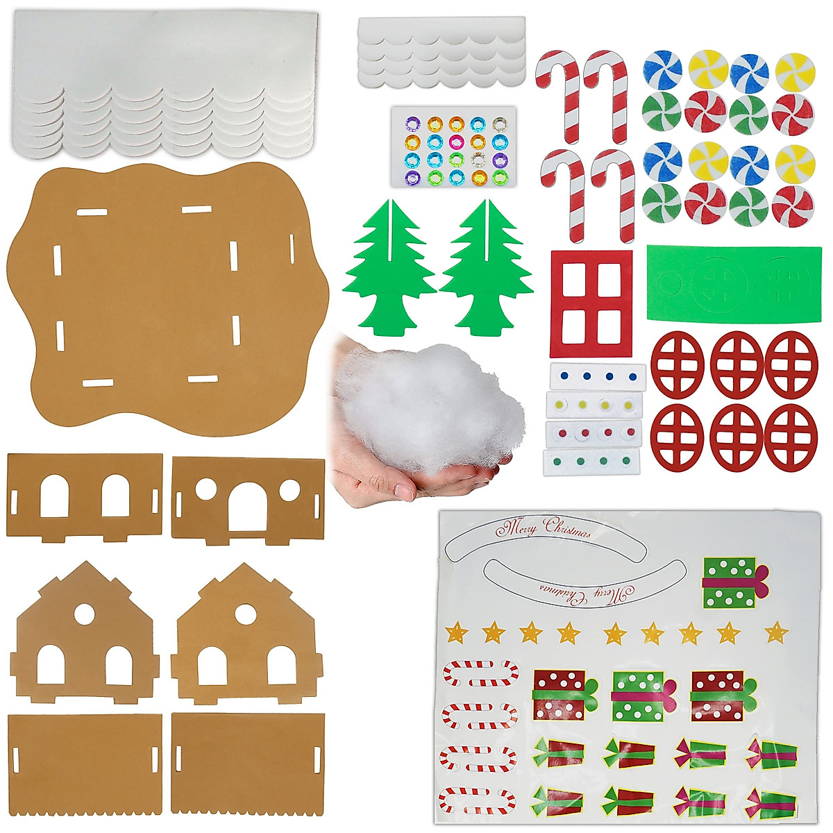 4E's Novelty Foam Gingerbread House Craft Kit (1 Pack) for Kids with Foam Stickers, Build & Decorate it Yourself DIY Christmas Crafts for Kids & Toddlers