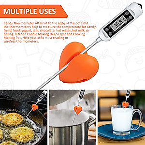 2Pcs Candy Thermometer Pot Clip Holder, Coldairsoap Silicone Non-Scratch Pot Clip, Universal Barbecue Temp Probe Clip to Measure Temperature of Oil, Deep Fryer and Cooking Melting Pot