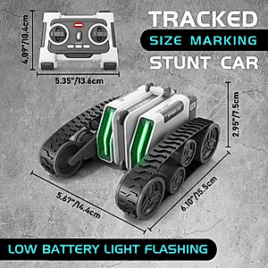 HScopter Remote Control Car, RC Cars with Tracked Double-Sided RC Crawler Driving 360° Rotating Lights RC Stunt Car Toy Gifts Presents for Xmas Birthday Chirstams Party Boys/Girls Ages 6+