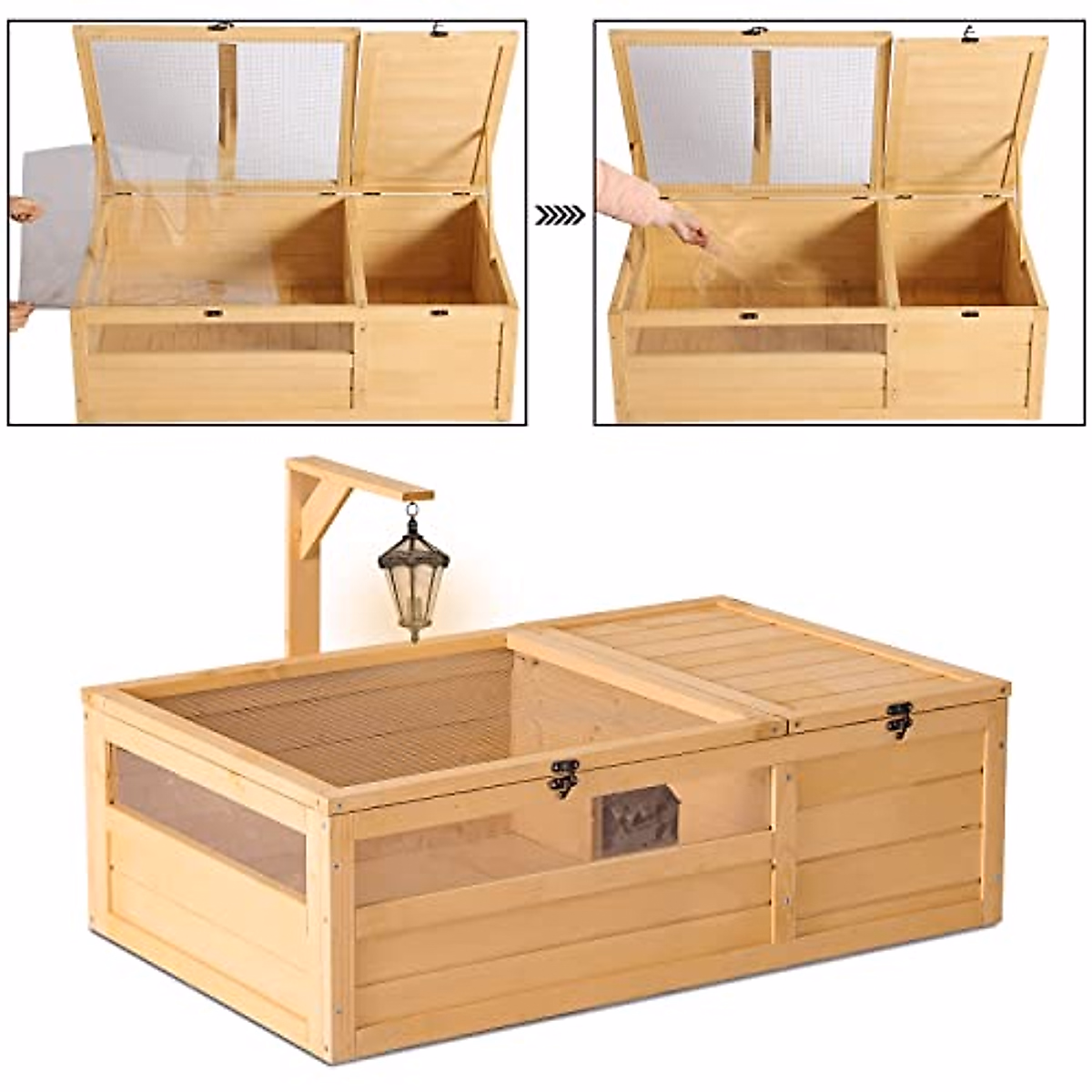 GIODIR Wooden Tortoise House Large Tortoise, Indoor Tortoises Enclosure ...