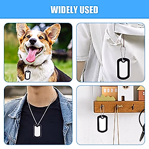 16Pcs Dog Tag Silencer with Chain, Silicone Dog Tag Silencer for Pet Collar, Rectangle Dog Tags to Reduce Noise