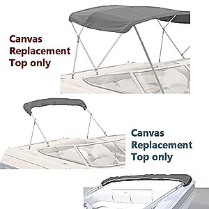 SavvyCraft 4 Bow Bimini Top Replacement Cover, Durable Marine Grade Canvas Boat Canopy, Easy Install Zipper Sleeves, 4 Bow 96" L 91"-96" W Gray Color