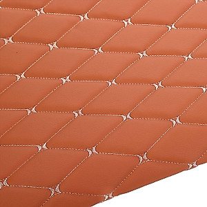 LANOBA Diamond Faux Leather Vinyl Quilted Foam Fabric with 1/4" Thick Foam Backing for Upholstery Car Headliner Headboards Furniture DIY Projects,60" x 39.37" (Brown)