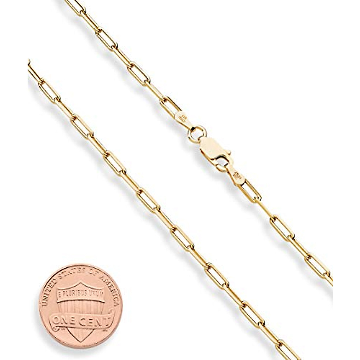 Miabella Solid 18K Gold Over Sterling Silver Italian 2.5mm Paperclip Link Chain Necklace for Women Men, 925 Made in Italy (20 Inches)