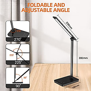 Pro Eye-Caring Natural Light Touch Table LED Desk Lamp with Dual Usb Sockets forCharging Multiple Devices, Powerful5 Color, Brightness Levels and 90pcs Lamp Beads are Stable,Office Reading,Studying