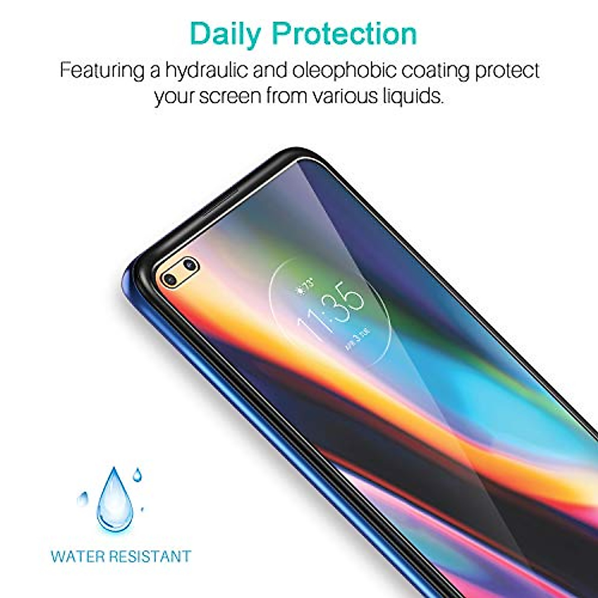 LK 3 Pack Screen Protector Compatible for Motorola Moto G 5G Plus/Moto One 5G/Moto One 5G UW Tempered Glass 9H Hardness, Case Friendly