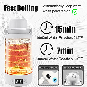 VUNKQU Portable Travel Electric Kettle, 1L/35oz Electric Kettle with Temperature Control and LCD Display, Hot Water Kettle Electric for Boiling Water Automatic Heat Preservation & Boil Dry Protection