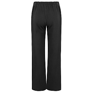 loveimgs Women's Casual Wide Leg Elastic Waist Loose Lightweight Summer Linen Beach Pants Drawstring (Black, XL)