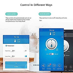 Sonoff TH16 Temperature and Humidity Monitoring WiFi Smart Switch for DIY Smart Home,Compatible with Alexa(16A)