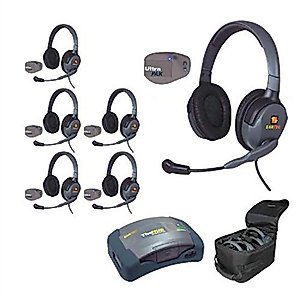 Eartec UPMX4GD6 6-Person Full Duplex Wireless Intercom with 6 UltraPAK and Max4G Double Headsets