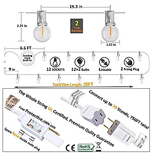 Meidaoduo Outdoor Globe String Lights White - G40 Outdoor Lights Patio String Lights Linkable Waterproof with 14 Shatterproof Clear Bulbs(2 Extra) for Wedding Party Pergola Gazebo Lights