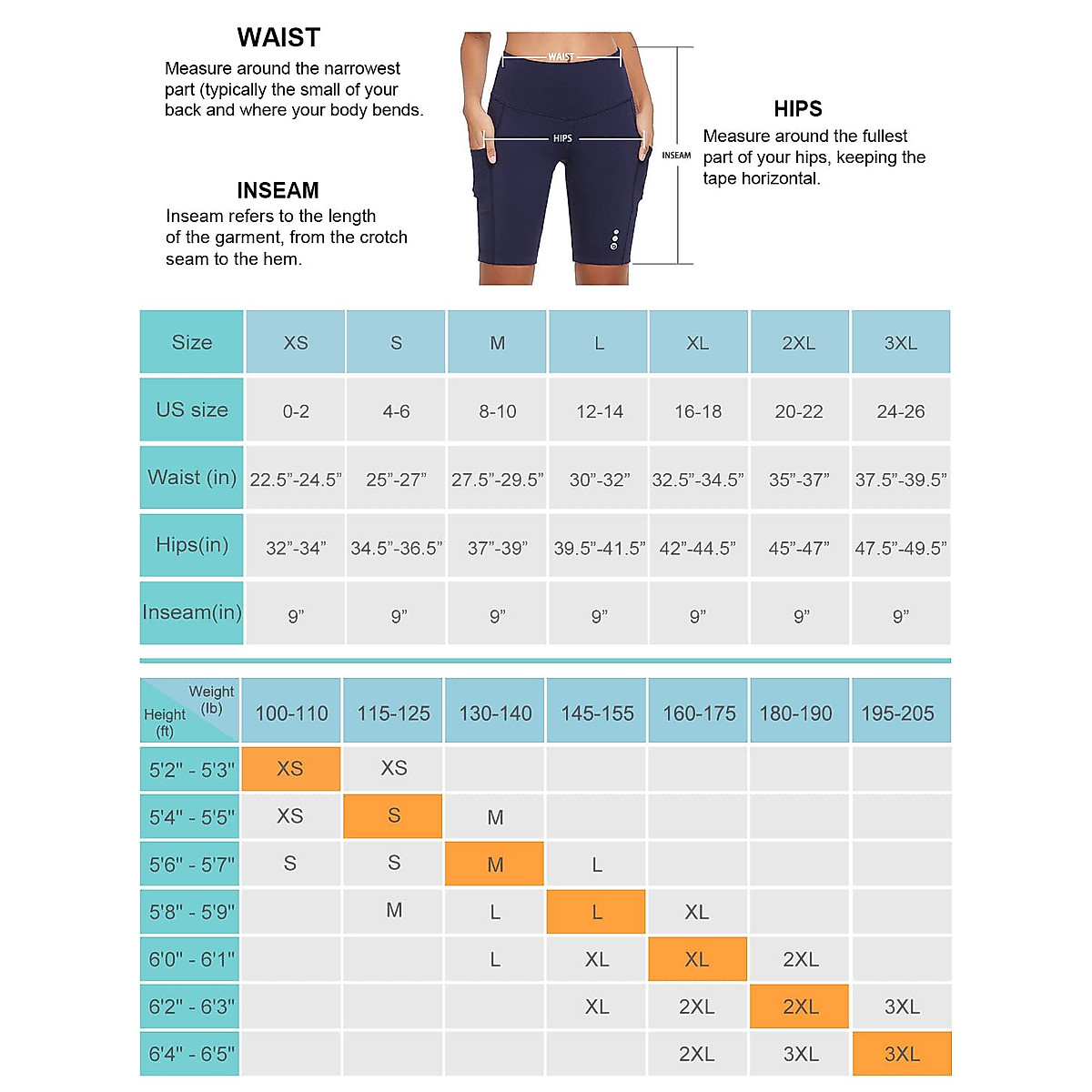 BALEAF Women's 9" Biker Shorts High Waisted Long Compression Running Workout Shorts Side Pockets UPF50+ Black XXL