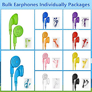 ZXQZYM Bulk Earbuds Headphones 50 Packs for Classroom Kids,Wholesale Multi Colored Earphones Earbuds Headphones Bulk Individually Bagged for Students School Library Museums Hospitals Hotels