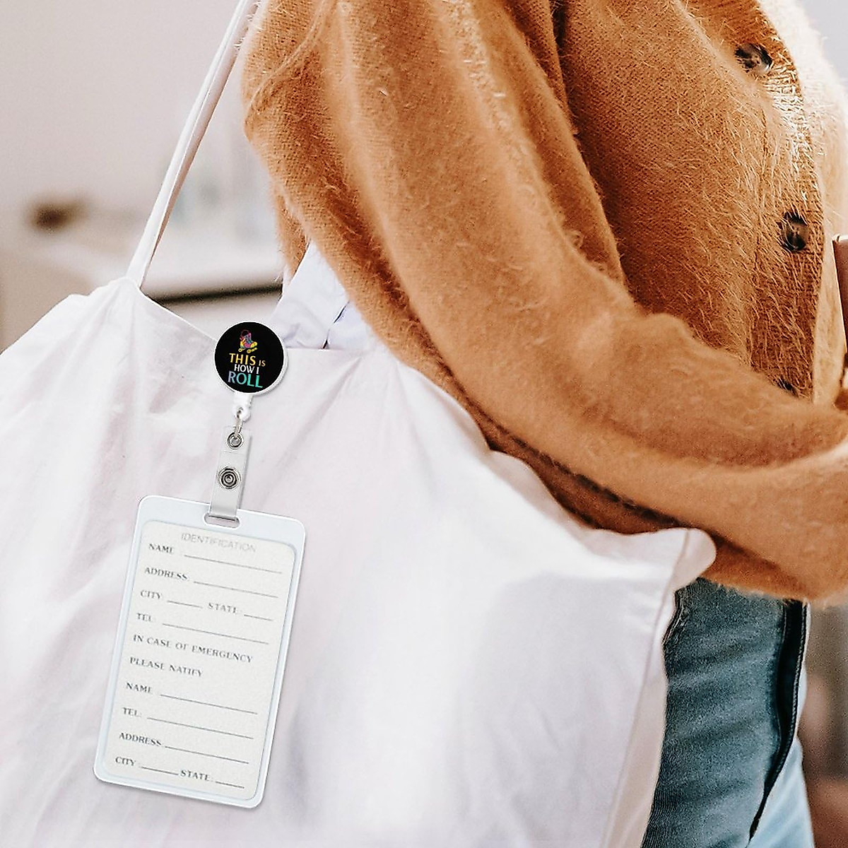 This is How I Roll Roller Skates Badge Reels Retractable ID Badge Clip Personalized Badge Holder with Clear Vinyl Strap