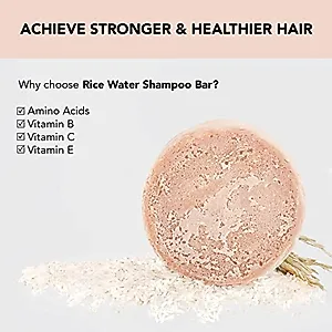 Kitsch Hair Growth | Rice Shampoo Bar for Strengthening | Helps Dry Hair | Made in US | All Natural | Moisturizing | Vegan Solid Shampoo Bar for Hair | Rice Water Shampoo Bar | Zero Waste, 3.2 oz