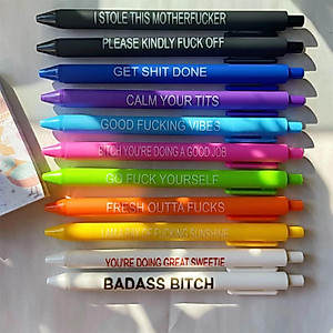 Mementofor Motivational Badass Pen Set, Funny Pens Swear Word Daily Pen Set for Women, Motivational Pens For Badass Babes, Inspirational Pens Funny, School Office Home Funny Office Gifts (A)