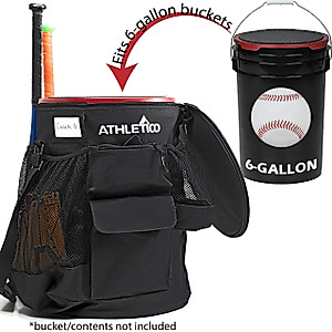 Athletico Baseball Bucket Cover Organizer - Baseball Bucket Bag With Padded Seat (Black)