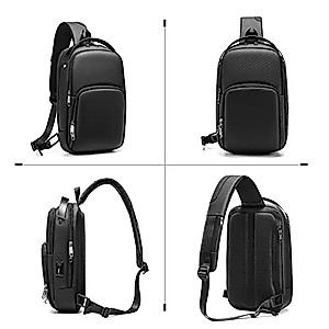SSWEISIKER Sling Bag for Men, Men's Shoulder Bag and Chest Bag, Waterproof Small Crossbody Backpack with Multiple Pockets & USB Charging Port for Sports, Gym and Travel, Anti-theft & Minimalist, Black