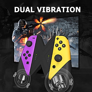 Joycon Controller Replacement for Switch Joycon,Alternatives for Left and Right Joy Con Controller,L/R Switch Controller Support Wake-up Function with Grip Stand (Purple and Orange)