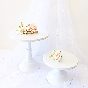 Yarlung Set of 3 Metal Cake Stands, 8/10/12 Inch Pillar Style Cupcake Display Stands Dessert Trays Pie Plates for Wedding, Party, Birthday, Gatherings, White