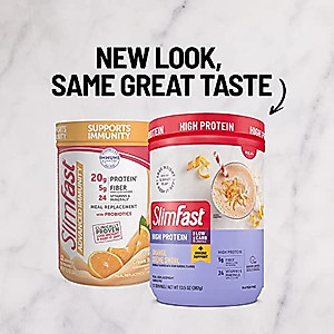SlimFast Meal Replacement Smoothie Mix, Orange Cream Swirl, Immunity High Protein Powder, 12 Servings (Pack of 2)