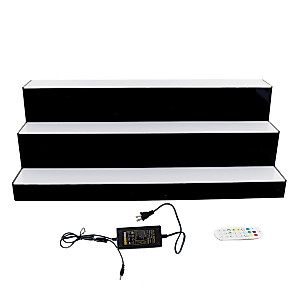 Cozyel 31 Inch 4 Step LED Lighted Liquor Bottle Display Illuminated Liquor Bottle Bar Display Stand LED Display Shelf 4 Tier Home Bar Drinks Lighting Shelves with Remote Control, Adapter