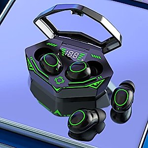 Wireless Bluetooth 5.2 Earbuds with RGB Light with Wireless Charging Case,Super HiFi Sound,Touching Control with Earhooks Headset Built-in Mic for Sport,Clear Calls,Work,Music