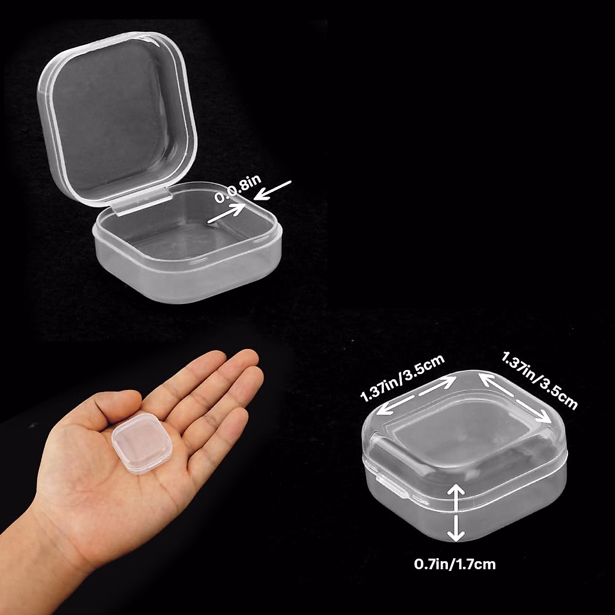 24 Packs Small Plastic Containers with Lids,Bead Storage,Bead Storage Containers,Small Plastic Containers,Sample Containers,Sticker Storage,Mini Storage Containers,Bead Box(1.37*1.37*0.7 In)