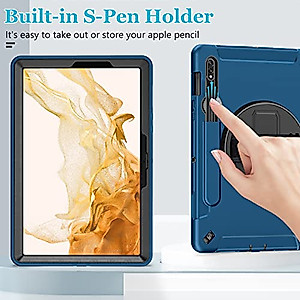 Case for Samsung Tab S7/S8 11 Inch 2022: Military Grade Shockproof Protective TPU Cover for Galaxy Tablet S7 11 Inch 2020 W/Stand - Handle - Shoulder Strap - S-Pen Holder -Blue