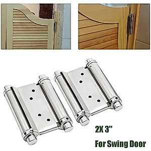 Kitchen Doors Cabinet Hinges,Cupboard Door Clip-on,Durable 4pcs 3Inch Double Action Hinges Swing Spring Hinge Stainless Steel Gate Spring Hinge Door Furniture Cabinet Drawer Hardware Tool for Doors