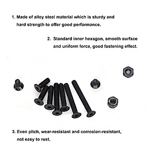 binifiMux 340pcs M2.5 Black Countersunk Flat Socket Cap Screws Hex Nuts Nylon Lock Nuts Assortment Kit 10.9 Grade Alloy Steel, M2.5 x 4mm/ 6mm/ 8mm/ 10mm/ 12mm/ 14mm/ 16mm/ 18mm/ 20mm