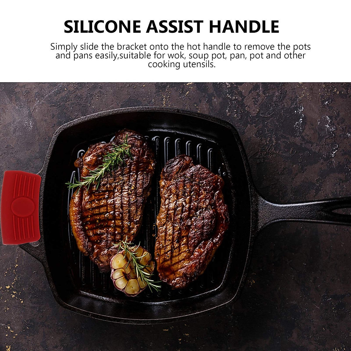 MILISTEN 3 Pair Silicone Pot Ear Clips Frying Pans Handle Cover Fry Pan Handle Holder Oven Grab Mitts Bowl Clip Pot Pad Red Pot Holders Hot Handle Holder Insulation Sleeves