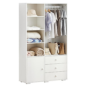 White Closet Shelves With Hanging Closet Kit - Closet Organizer System - Corner Closet System - Closet Organizers And Storage Shelves - Closet Shelving Closet Organizer For Home GYM 104 x 37 x 175CM