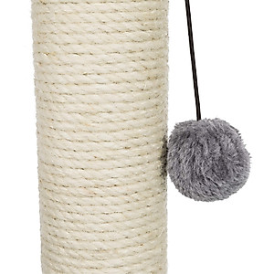 TRIXIE Baza 20-in Cat Scratching Posts, Durable Jute Cat Scratcher with Plush Hammock and Dangling Cat Toy, Gray