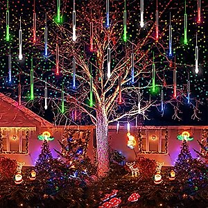 Christmas Lights, Aokudoni 16 inch/ 40 cm Meteor Shower Rain Lights, Christmas Decorations Outdoor Yard, Christmas Lights Outdoor for Tree House Holiday Party Wedding, UL Plug, Multicolor