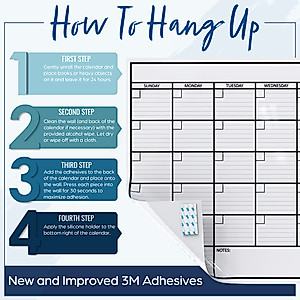 Large Dry Erase Calendar for Wall | Large Wall Calendar Dry Erase Monthly | 24x36 & 36x48 | Dry Erase Calendar Board for Wall | Whiteboard Calendar | Calendar Whiteboard | White Board Calendar Dry Erase for Wall