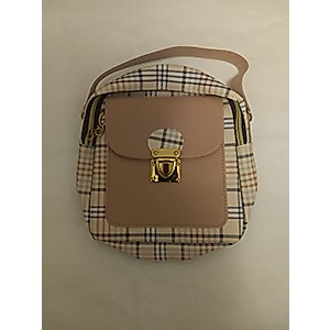 Strip Pattern Women's Backpack, Small School Bag, Zipper Fashion Top Handle Bag With Front Pocket, Shoulder Purse (PINK)