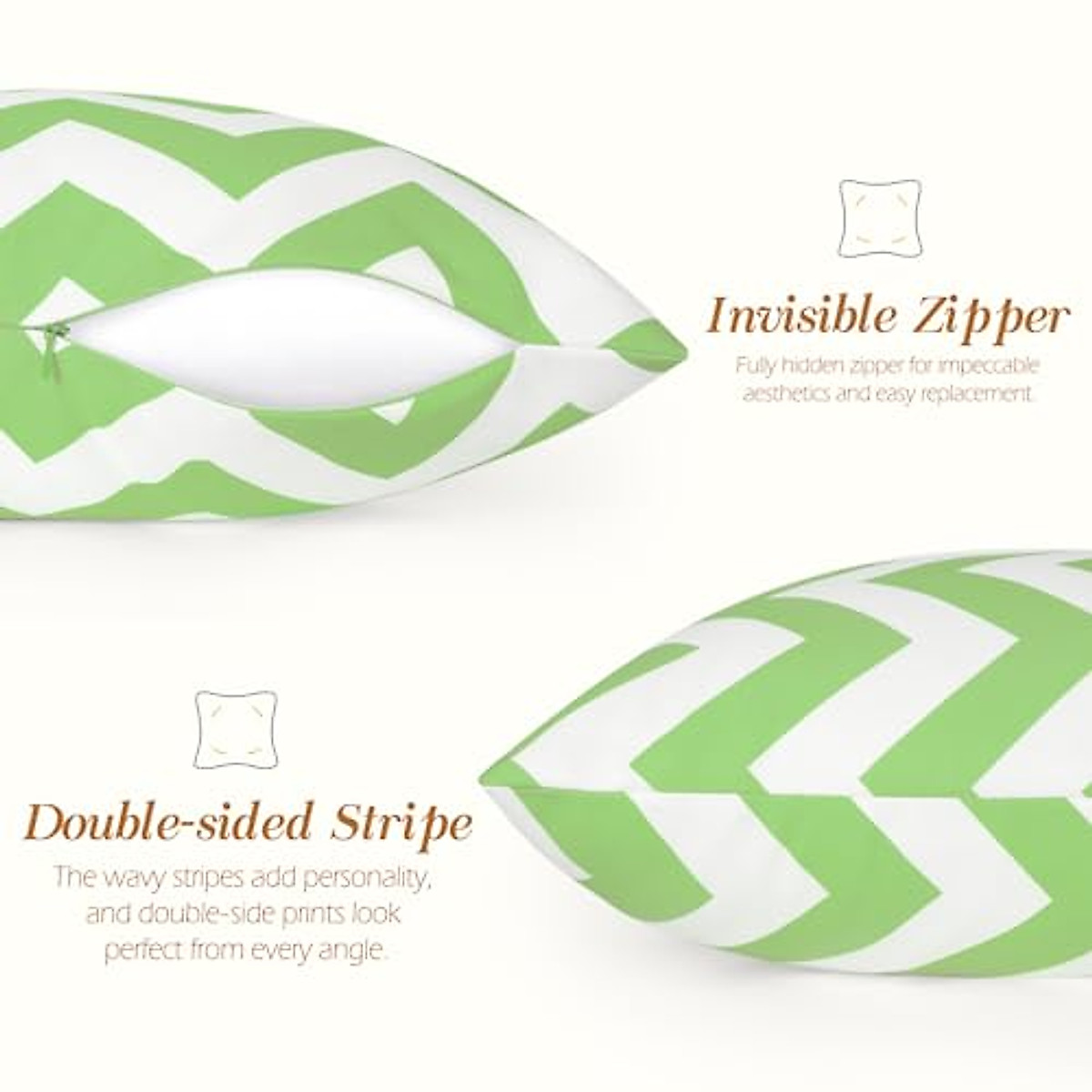 Lewondr Outdoor Throw Pillow Covers 18×18 Inch, 2 Pack Waterproof Striped Throw Pillow Cases, Decorative Outdoor Couch Pillow Covers for Cushion Patio Porch Farmhouse Garden Balcony, Green & White