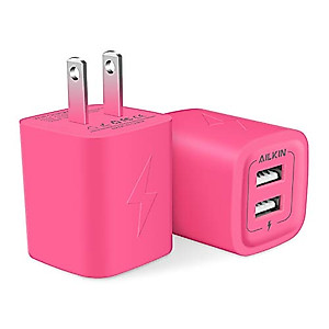 Wall Charger, AILKIN USB Plug Fast Charging Block, Power Adapter Cube 2 Port Charge Travel Brick Cell Quick Chargers Box for iPhone 15/14/13/12 Pro/SE/11Pro Max/XR, Samsung Galaxy S22 S7 S6, HTC, LG