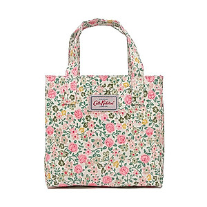 Cath Kidston S Bookbag Oilcloth Mini Open Top Handle Bag Small Size Lunch Bag Hedge Rose Pattern Warm Cream Color