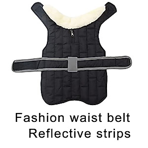 JoyDaog Reflective Belt Dog Coats for Small Dogs,Reversible Warm Puppy Jacket for Cold Winter,Black S