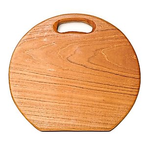 Rainforest Bowls 11.5"x10.6" Circular Javanese Teak Wood Cutting Board w/Handle- Ultra-Durable, Heavy Duty, Lasts Years w/Daily Use- Premium Custom Design Handcrafted by Indonesian Artisans