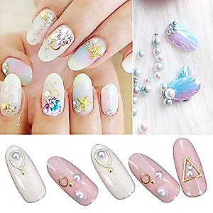 1100pcs ABS Gradient Imitation Pearls Half Round Pearls Assorted Mixed Sizes 3/4/5/6/8mm Flatback Pearl Beads DIY Material (Style 1)