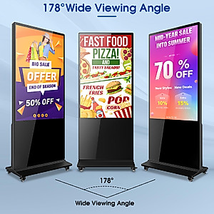 antfraer 55INCH Digital Signage Floor-Standing 4K Digital Signage Kiosk, Touch Screen Totem for Indoor LCD Advertising Display, Android 11.0 OS with WiFi & UHD Inputs Digital Signage Displays