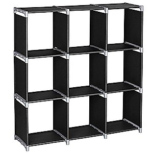 Cube Storage,Closet Organizer Shelves Plastic Storage Cube Organizer DIY Closet Organizer Storage Cabinet Book Shelf Shelving for Bedroom Living Room Office (Black, 3 Tiers 9 Compartments)