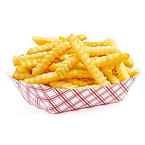 Fasmov 200 Pack 2 lb Capacity Disposable Paper Food Tray, Grease Resistant, Coated Paperboard Basket for Fries, Hot Corn Dogs, Popcorn or Snacks