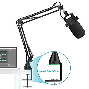 YOUSHARES Rode Podmic Stand with Pop Filter - Microphone Boom Arm with Foam Windscreen Improve Recording Quality